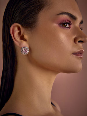 Buy MISS JO Pink Sparkle Studs Earrings Online