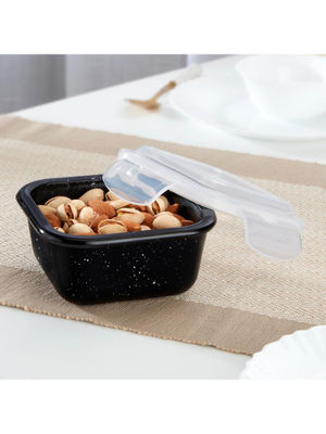 Buy Borosil Pebble Black Square Shape Food Storage Container (320ml) Online