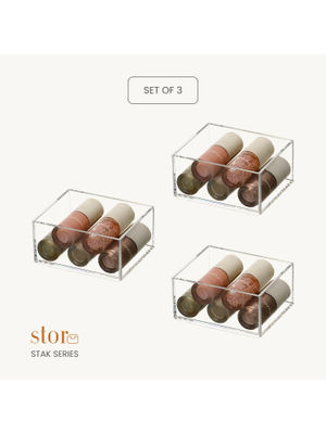 Buy STOR Clear Acrylic Stackable Make Up Organisers (Pack of 3) Online