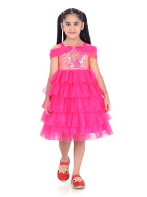 Buy TINY GIRL Barbie Spaghetti Neck With Sequin Layered Net Frills ...