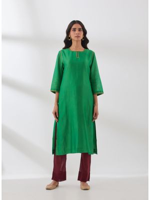 Buy SMRITI GUPTA Parrot Green Hand Embroidered Kurta Online