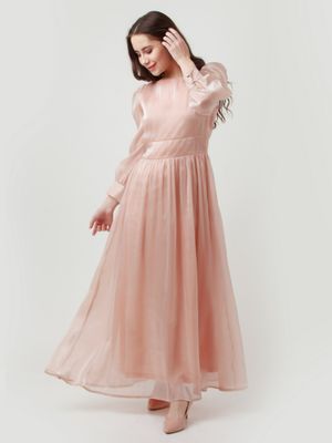 Buy Zink London Womens Pink Solid Maxi Dress Online