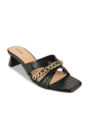 Buy ROCIA Black Women Croco Textured Heels Online