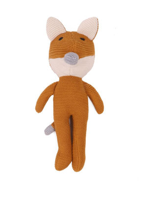 Buy PLUCHI Jolly fox Mustard & Natural 100% Cotton Knitted Stuffed Soft ...