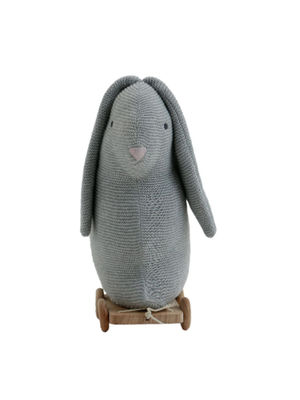 Buy PLUCHI Push & Pull Bunny - Grey Cotton Soft Toy with Wooden Cart ...