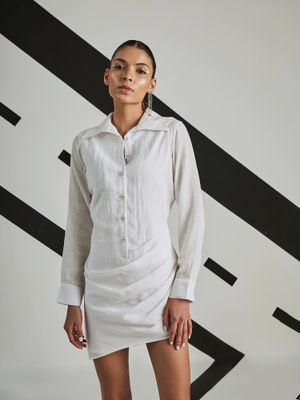 Buy The Dapper Lady Moonlight Linen Dress - White Online