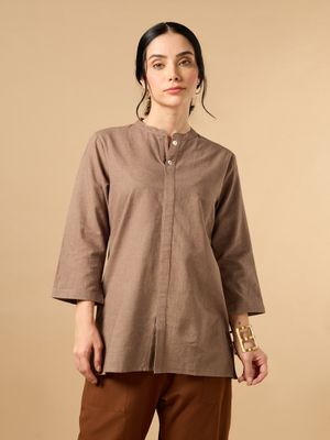 Buy COTTONS DAILY Classic Linen Light Mauve Short Tunic (XS) Online