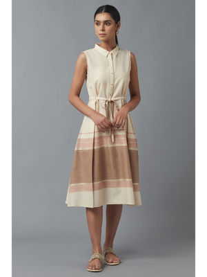 Buy WISHFUL by W Beige Stripes Dress Online