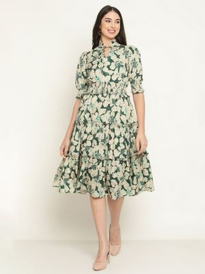 The Vanca Midi Dresses : Buy The Vanca Green Printed Midi Dress Online ...