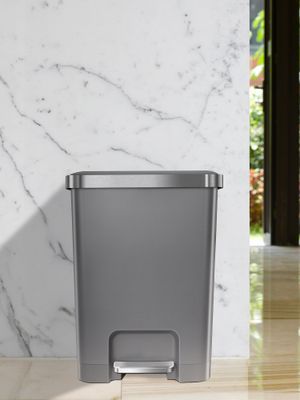 Buy OBSESSIONS Grey Plastic Step Dustbin with Fingerprint Resistant (35 ...