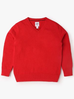 Buy GAP Red Solid Relaxed Fit Sweater (6-7 Years) Online