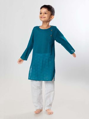 Buy Tura Turi Colour Pop Turquoise Blue Kurta and Pyjama (Set of 2) (0 ...