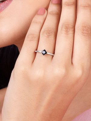 Buy Giva Sterling Silver Rockin' Onyx Ring For Women Online