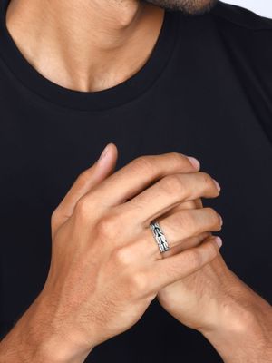 Buy Giva Oxidised Silver Blissful Retreat Ring for Men Online
