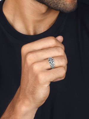 GIVA Rings : Buy Giva Oxidised Silver Classic Cross Ring For Men Online ...