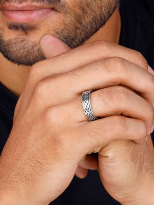 Buy Giva Oxidised Silver Radiant Wave Ring for Men Online