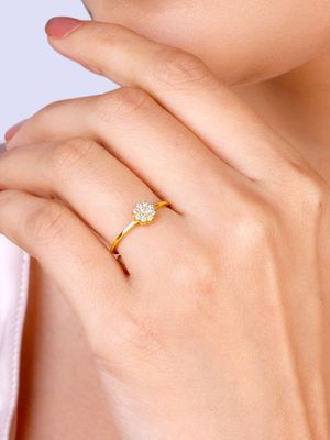 Buy Giva Sterling Silver Golden Minimal Floral Ring For Women Online