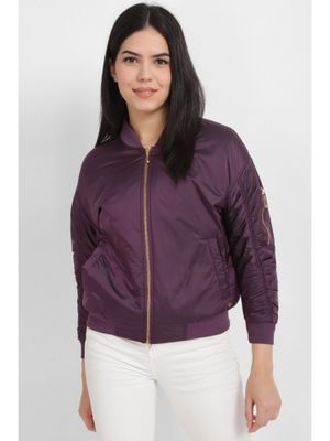 Buy Allen Solly Women Purple Solid Casual Jacket Online