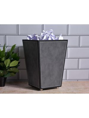 Buy Premsons Faux Leather Dustbin - Two Tone Cone Shaped - Grey & Black ...