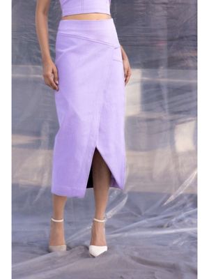 Buy BENNCH Lilac Denim Midi Skirt Online