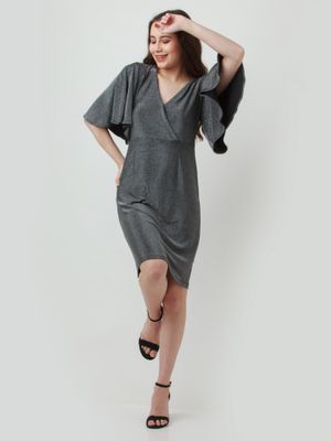 Buy Zink London Womens Silver Solid Knee Length Dress Online