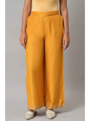 Buy W Yellow Solid Parallel Pant Online