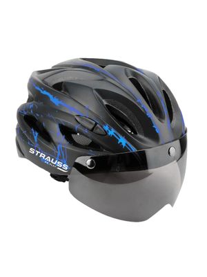 Buy Strauss Blue and Black Cycle Helmet with Magnetic Goggles Online