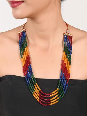Buy Ratnavali Jewels Five Layer Multi-Colour Real Red Green Blue Onyx ...