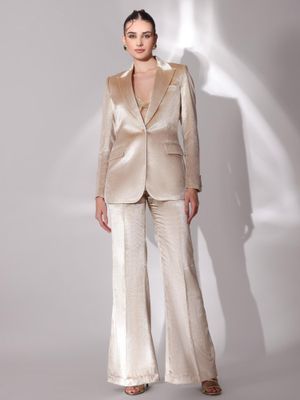 Buy VOLCAPE Lydia Velvet Gold Co-Ord (Set of 2) (XS) Online