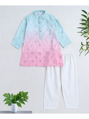 Buy The Magic Wand Woven Full Sleeves Foil Printed Kurta And Pyjama ...