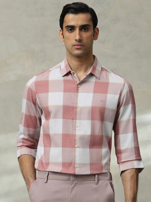 Buy Mufti Men Pink Checks Slim Fit Shirt (M) Online