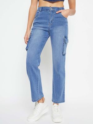 Buy Duke Women Blue Cargo Stretchable Jeans (28) Online