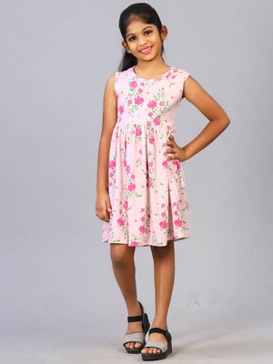 Buy ZION Girls Pink Floral Printed Fit and Flare Dress (0-3 Months) Online