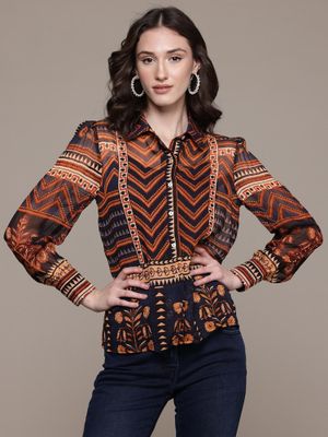 Buy Label Ritu Kumar Multi Danielle Shirt with Camisole (Set of 2) (S ...