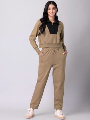 Buy FabAlley Beige Black Colorblock Sweatshirt And Joggers Set (Pack of ...