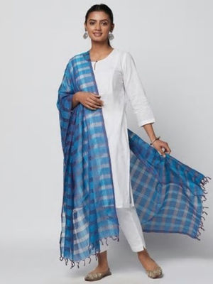 Buy Fabindia Cotton Woven Check Dupatta Online