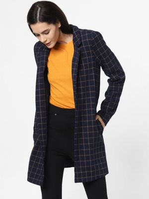 Buy ONLY Blue Checked Coat Online