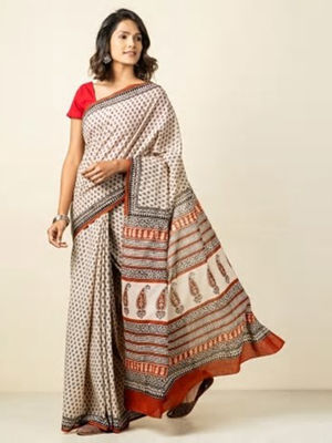 Buy Fabindia Cotton Hand Block Print Sari Online