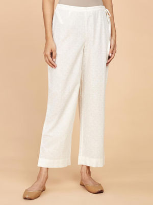Buy Fabindia White Cotton Printed Pant Online