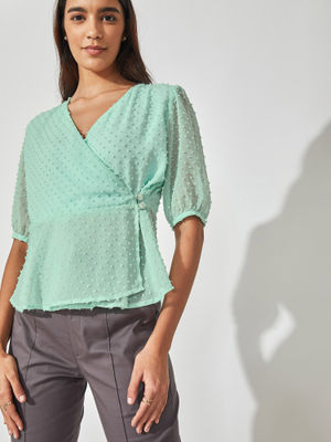 Buy The Label Life Sky Blue Wrap Top (M) Online