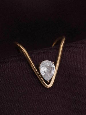 Buy Palmonas Waterproof and Anti Tarnish Trendy Vee Diamond Ring (6) Online