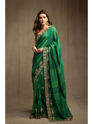 Buy Masaba Green Mystic Saree with Unstitched Blouse Online
