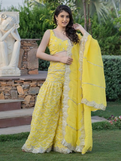 Buy Stylish Yellow Sharara Collection At Best Prices Online