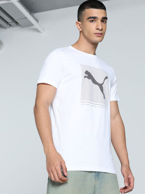 Buy Puma Men White Ess Logo Printed T-Shirt (XXS) Online