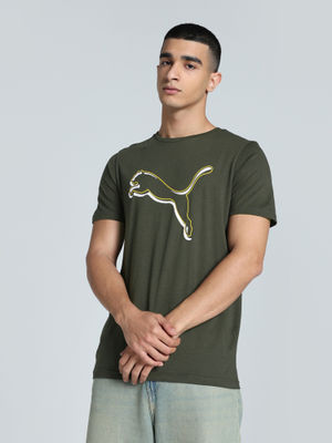 Buy Puma Green Ess Outline Solid T-Shirt (XXS) Online