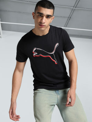 Buy Puma Black Ess Outline Solid T-Shirt (XXS) Online