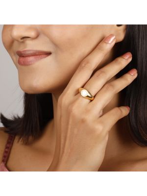 Buy GIVA Sterling Silver Golden Surrounded By Love Ring for Womens and ...