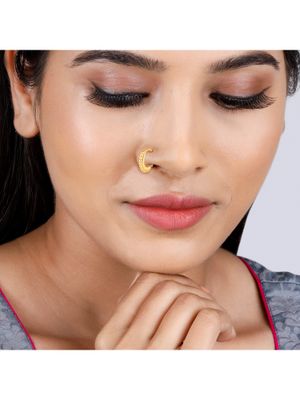 Buy GIVA Sterling Silver Golden Modern Beaded Nose Ring for Womens and ...