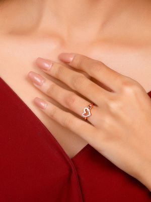 Buy GIVA Sterling Silver Rose Gold Love Lock Ring Online