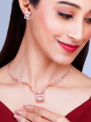 Buy GIVA Sterling Silver Rose Gold Endless Romance Set Online